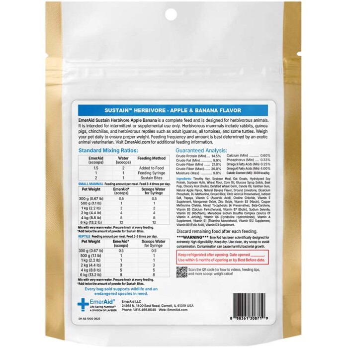 Case of 12 EmerAid Sustain Herbivore Apple and Banana 100g pouch ...