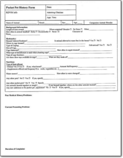Pocket Pet History Form - LafeberVet