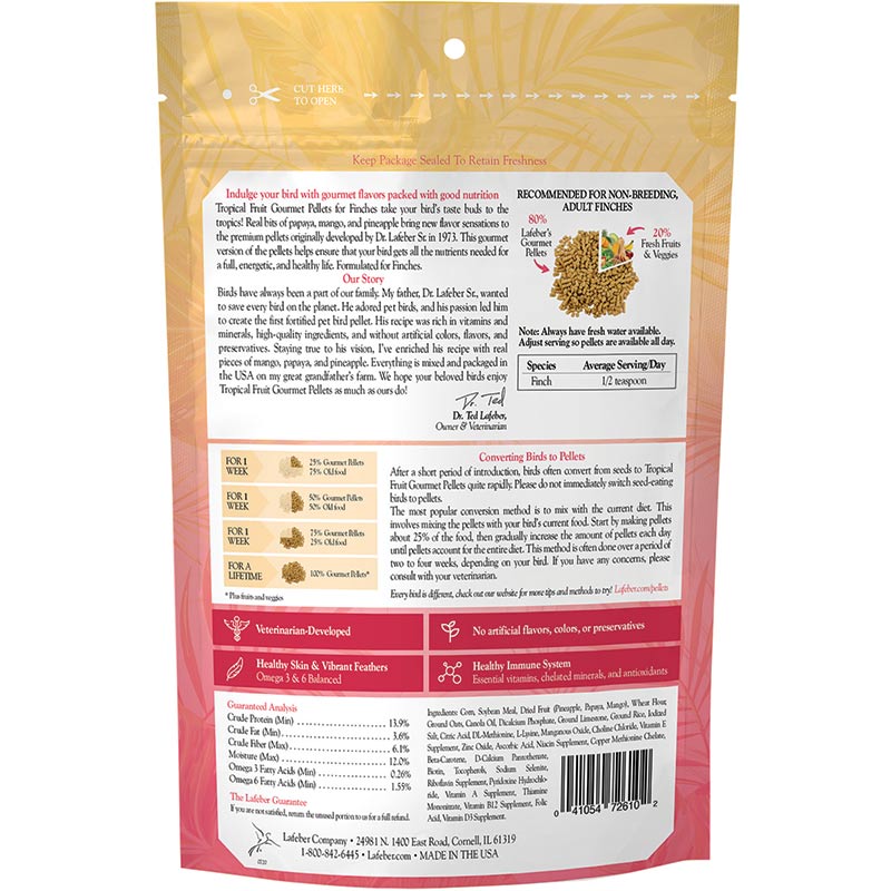 Finch Tropical Fruit Gourmet Pellets 1 Ib – Lafeber Company